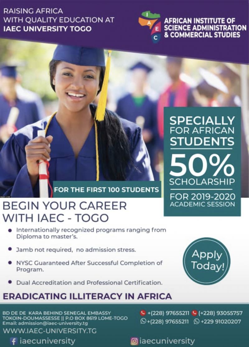 SPECIALLY FOR AFRICAN STUDENTS 50% SCHOLARSHIP FOR 2019/2020 ACADEMIC ...